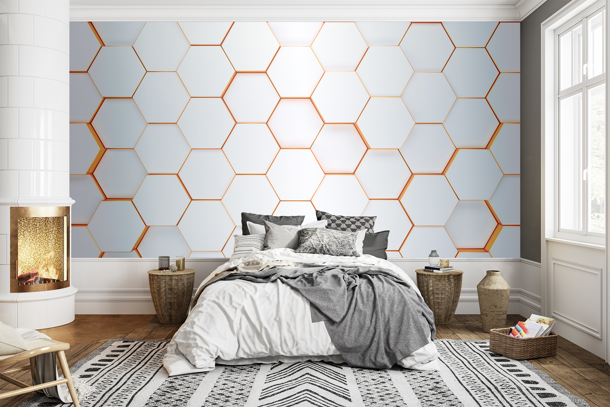 3D Hexa Pattern V3 | Mural Wallpaper